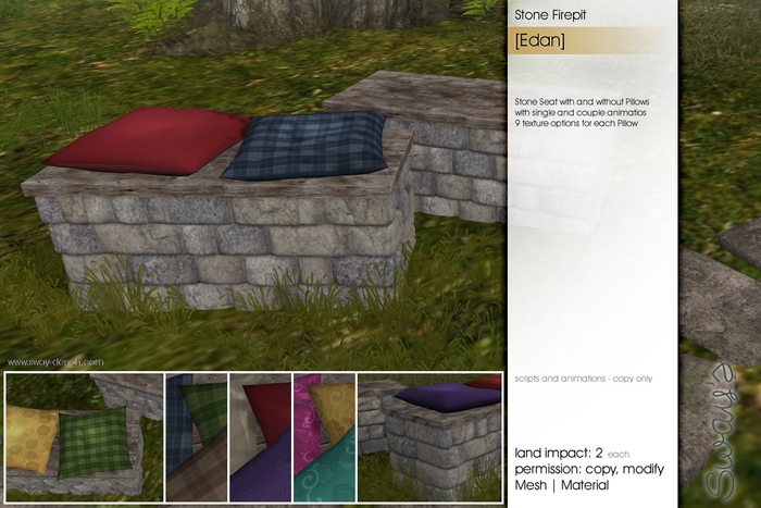 Second Life Marketplace - Sway's [Edan] Stone Seats